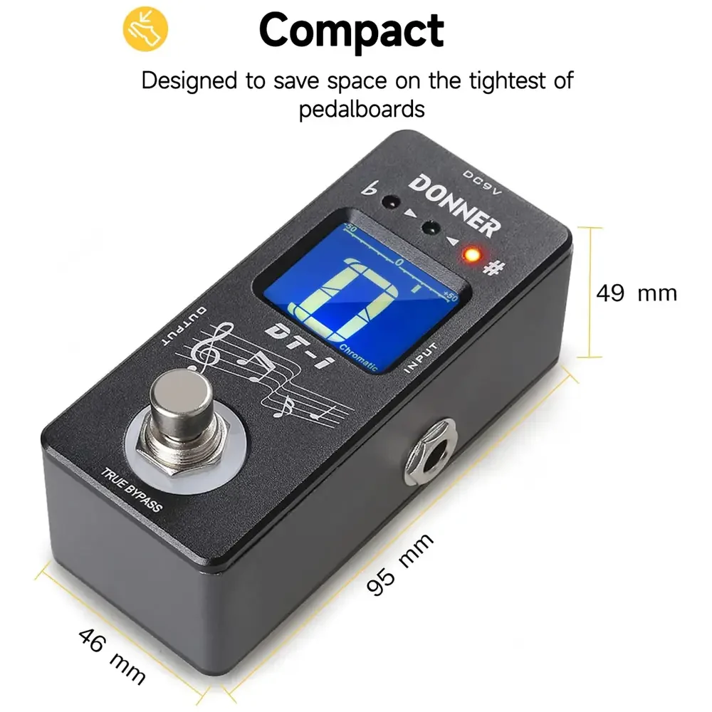 Donner DT-1 Chromatic Tuner Pedal for Guitar & Bass | TMW