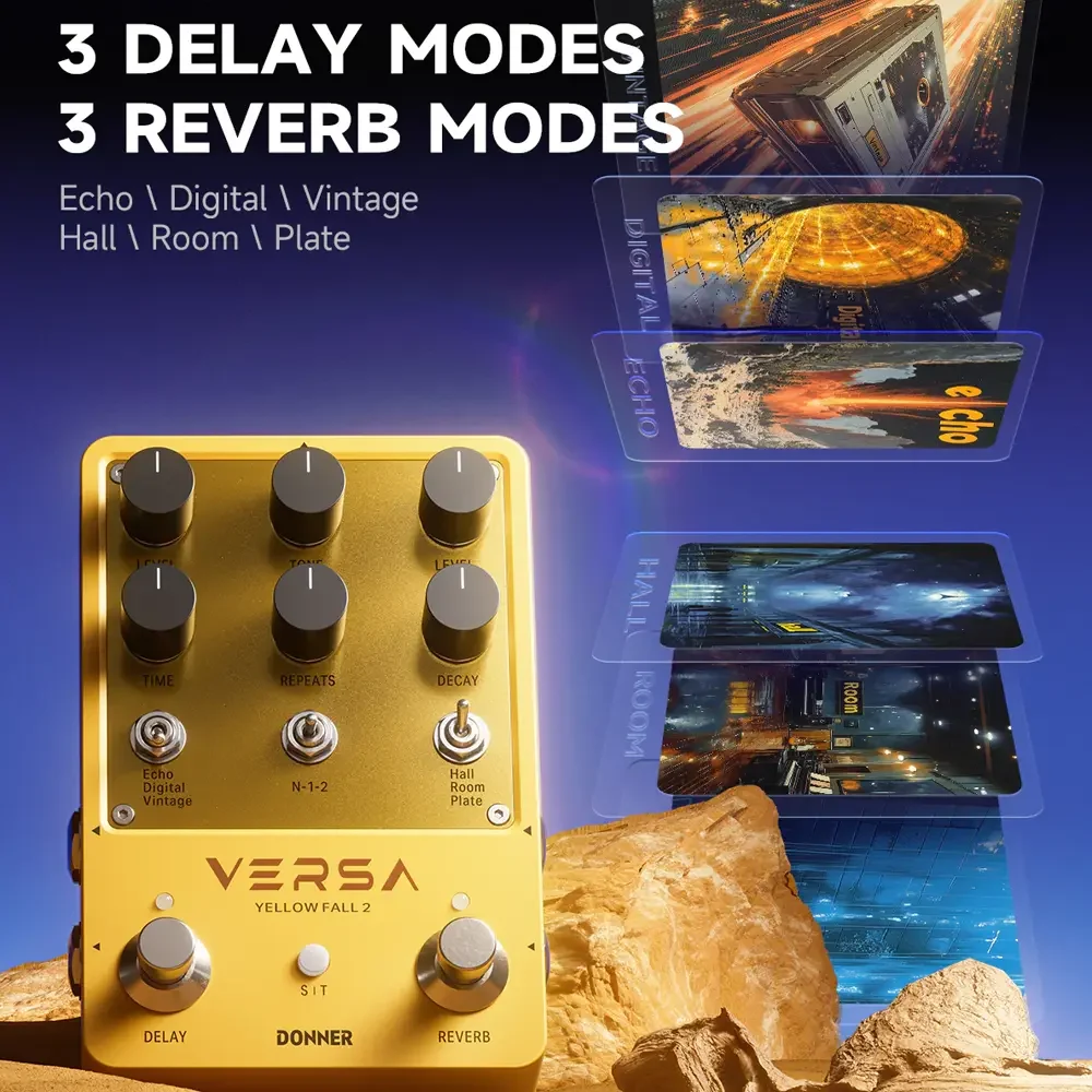 Donner Yellow Fall II Delay & Reverb Guitar Pedal | TMW